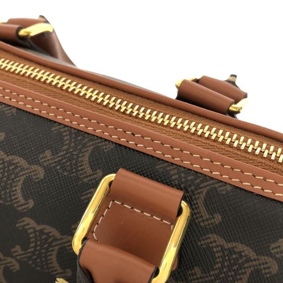 Celine | Bags | Celine Small Boston Triomphe Canvas Handbag Brown ...